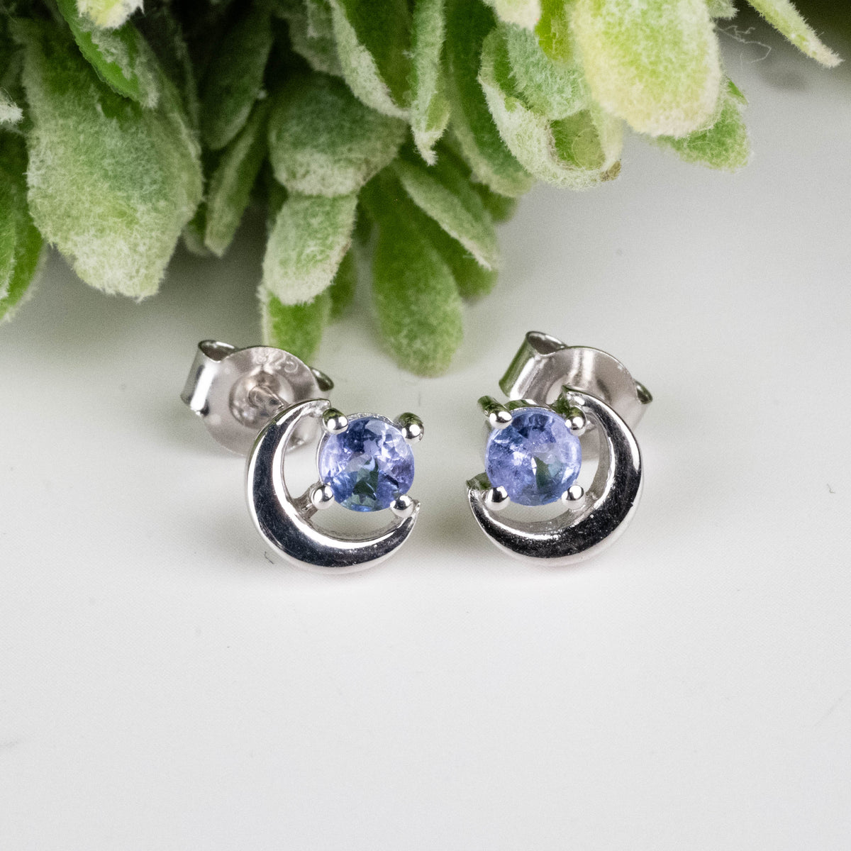 Tanzanite Earrings 4mm Studs .925 Silver — InnerVision Crystals